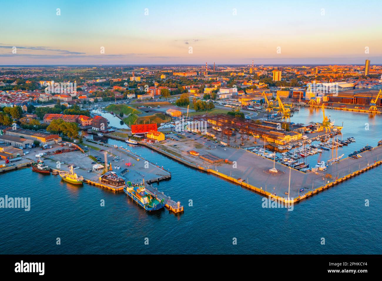 Sunset view of port of Klaipeda in Lithuania Stock Photo - Alamy