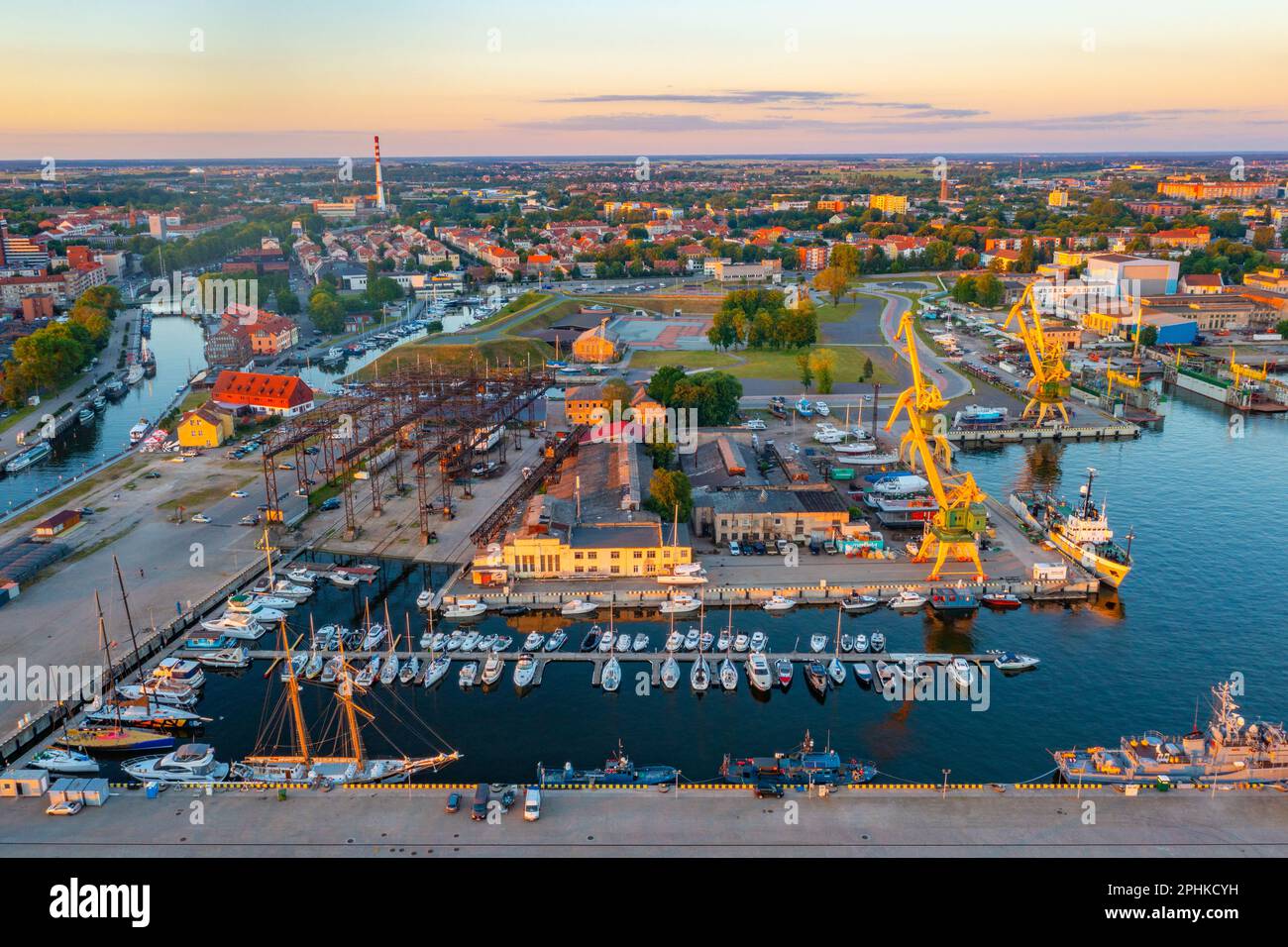 Sunset view of port of Klaipeda in Lithuania Stock Photo - Alamy