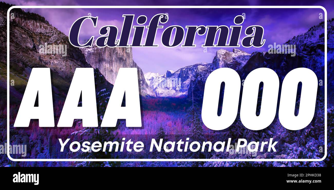 Vehicle license plates marking in California in United States of ...