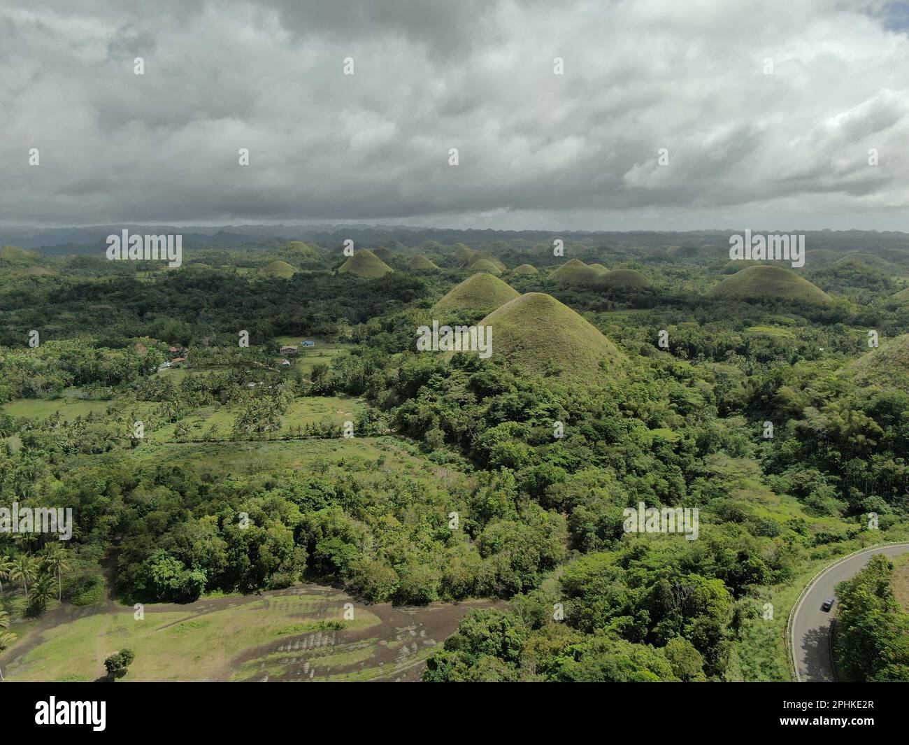 A scenic view of the picturesque Chocolate Hills in the Bohol forest ...