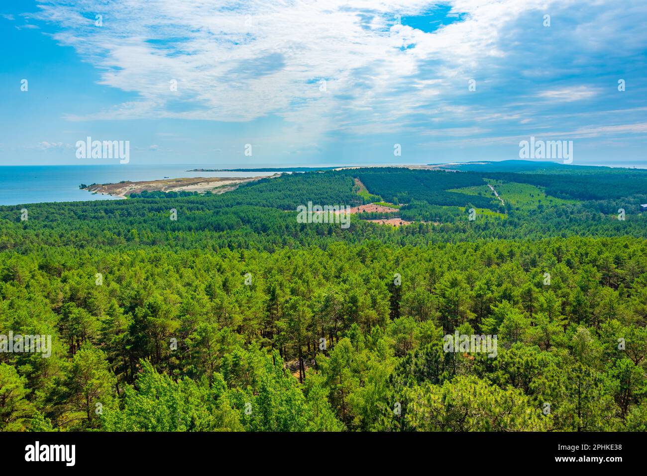 Aerial view of Parnidis dunes and Coastline of Curonian spit in ...