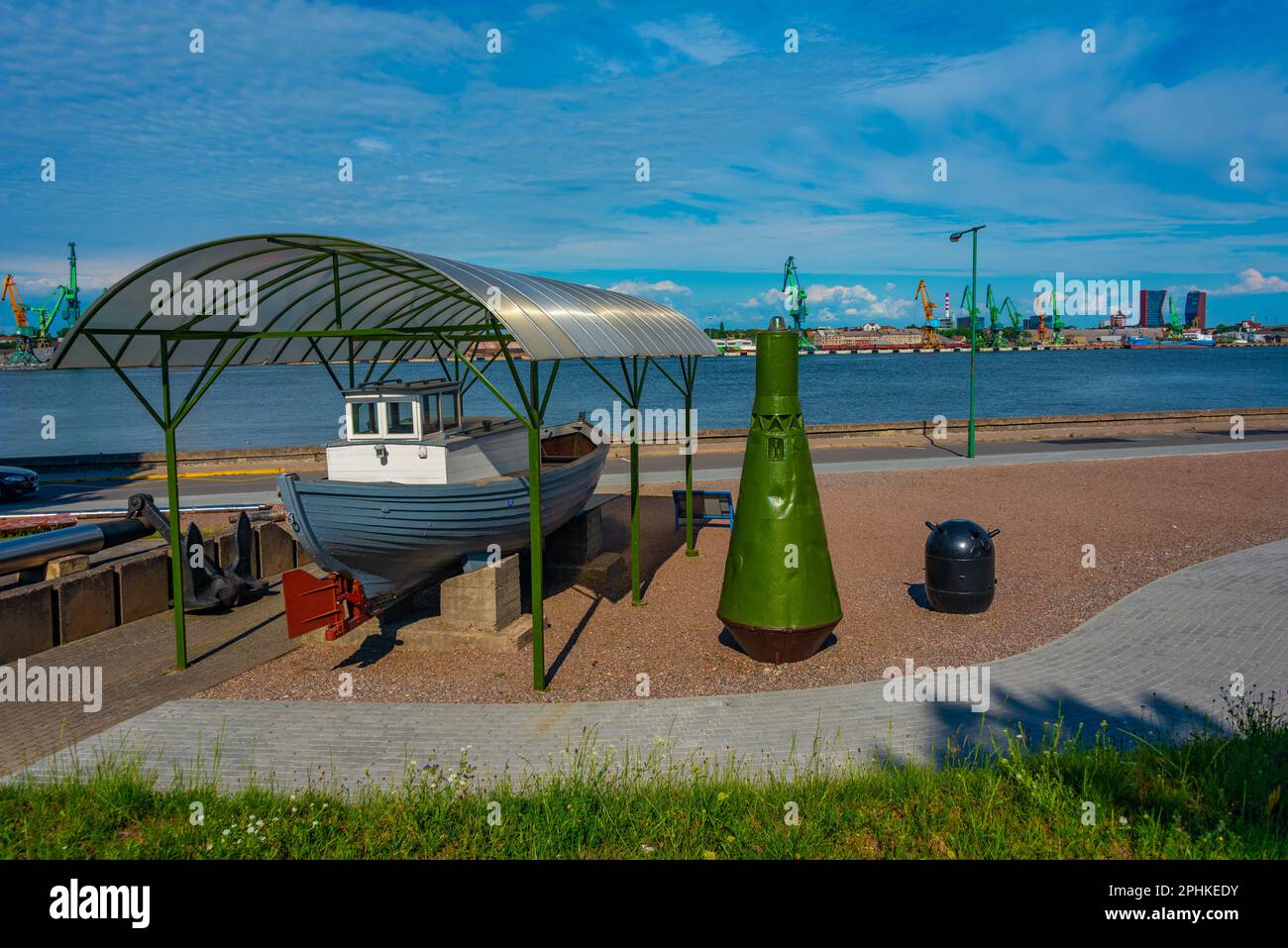Open-air exhibition of historical boats at Smiltyne in Lithuania Stock ...