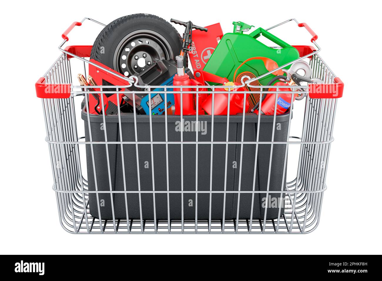 Plastic box full of car tools, equipment and accessories inside ...