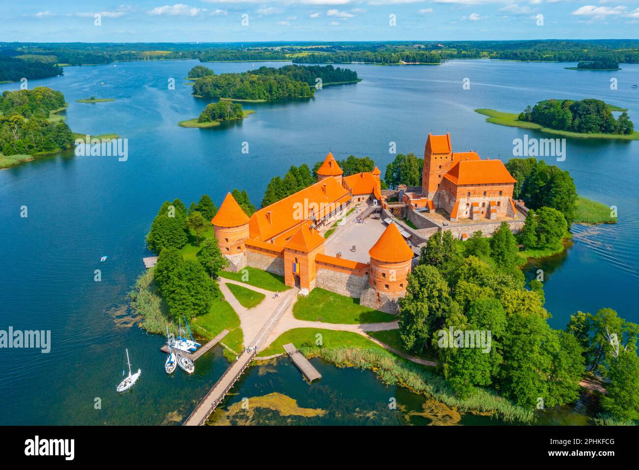 Aerial view of Trakai castle at Galve lake in Lithuania Stock Photo - Alamy