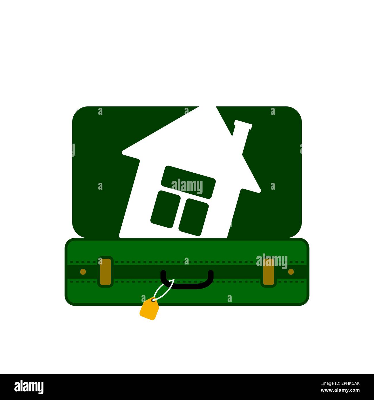 Moving concept. House in open suitcase on white background ...