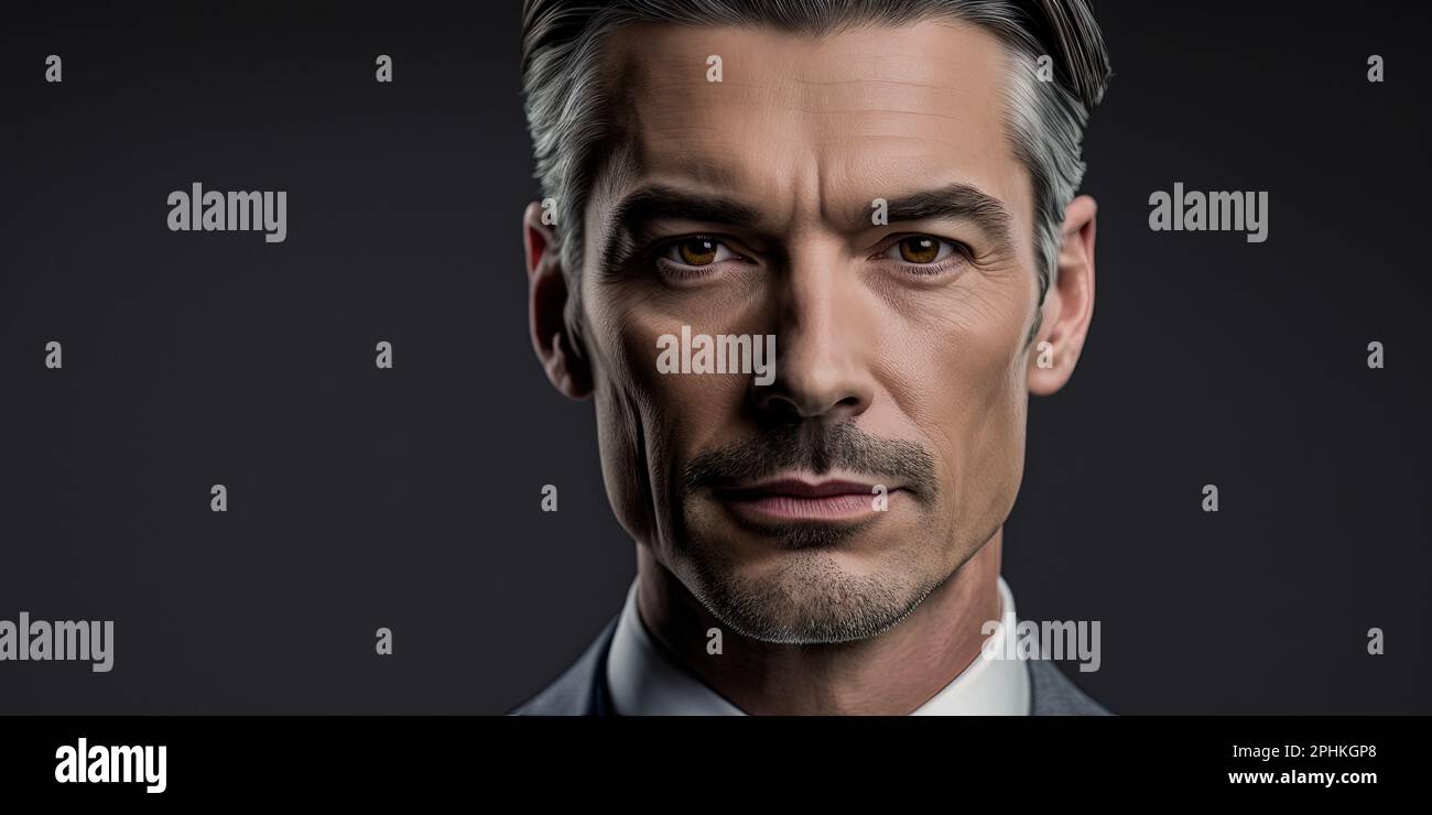 A male model is standing and posing wearing a plain black shirt and ...