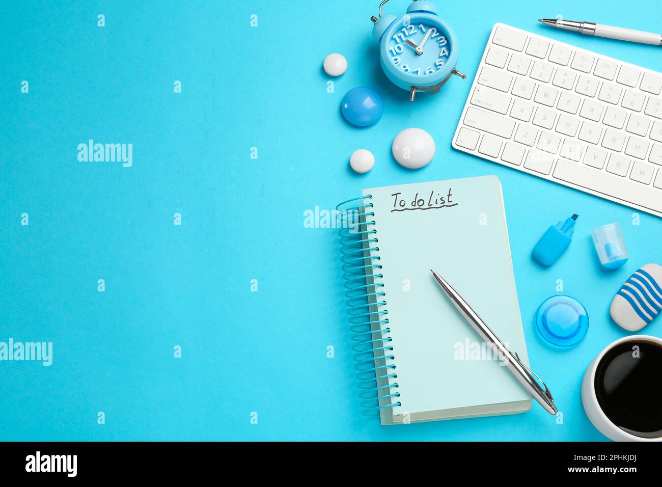 Flat lay composition with unfilled To Do list, computer keyboard and ...