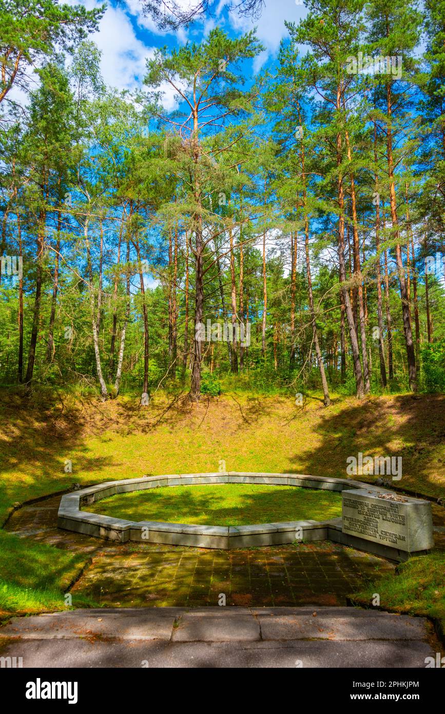 An excavated pit used to cremate corpses during Ponary massacre at ...