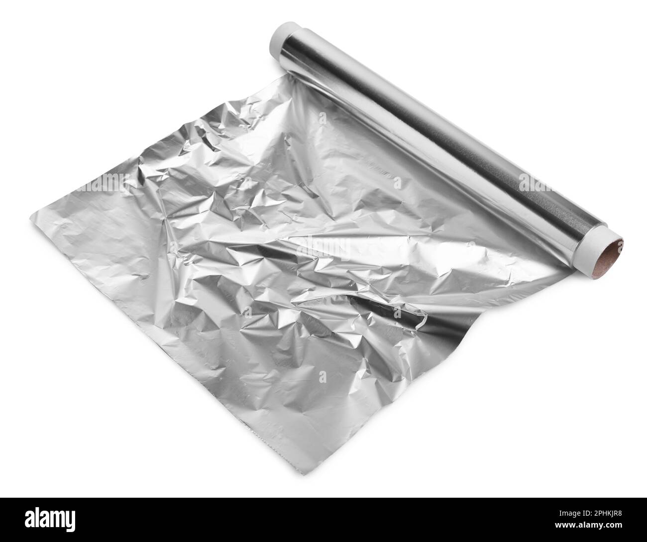 Roll of aluminum foil isolated on white Stock Photo - Alamy