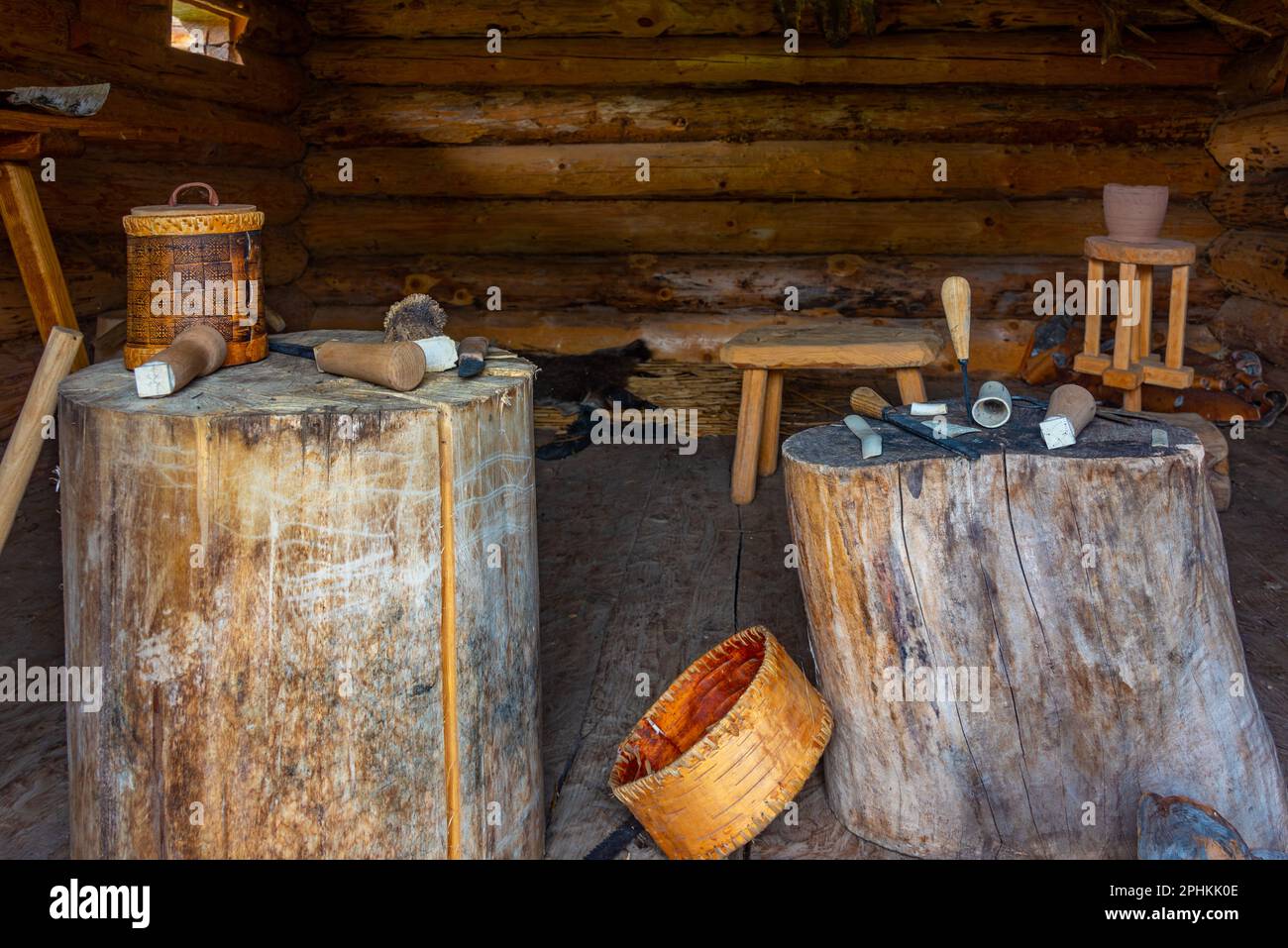 Reconstructed timber village from the viking age at Kernave, Lithuania ...