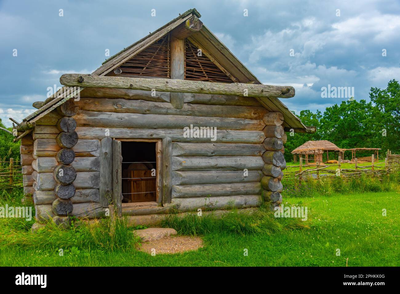 Reconstructed timber village from the viking age at Kernave, Lithuania ...