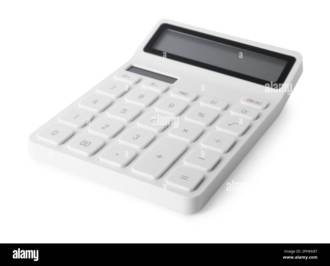 Modern calculator on white background. School stationery Stock Photo ...