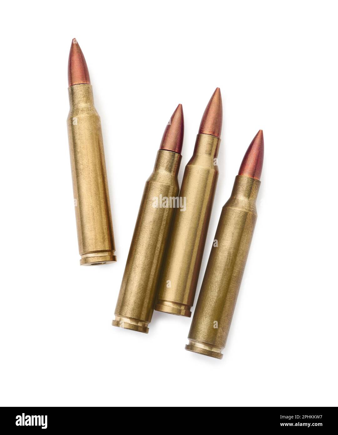 Many bullets on white background, top view. Military ammunition Stock ...
