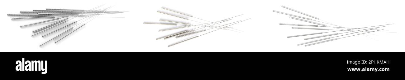 Set with needles for acupuncture on white background. Banner design ...