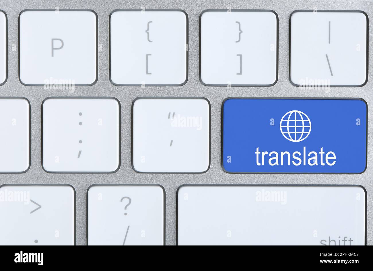 Blue button with word TRANSLATE on computer keyboard, top view Stock ...