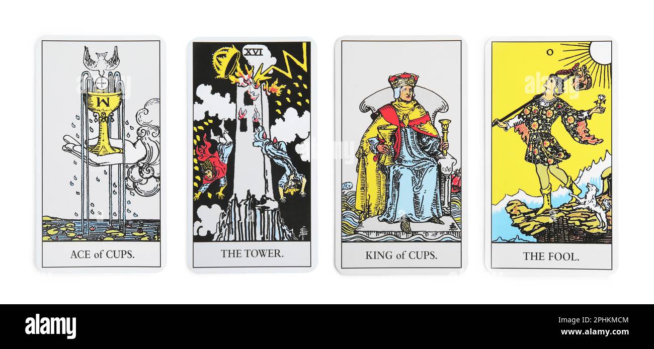 Set with different tarot cards on white background. Banner design Stock ...