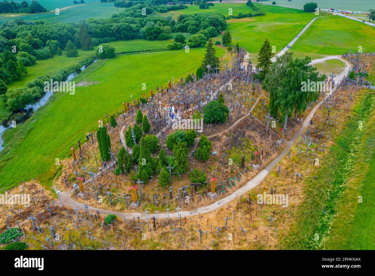 Aerial view of Hill of Crosses near Lithuanian town Siauliai Stock ...