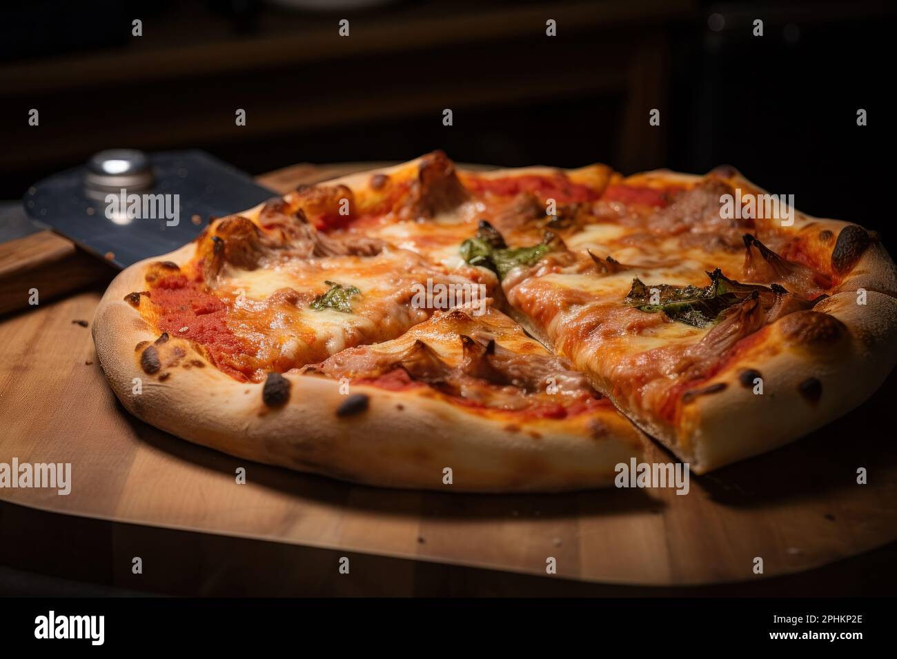 Italian all types of pizza collection on wooden background Stock Photo ...