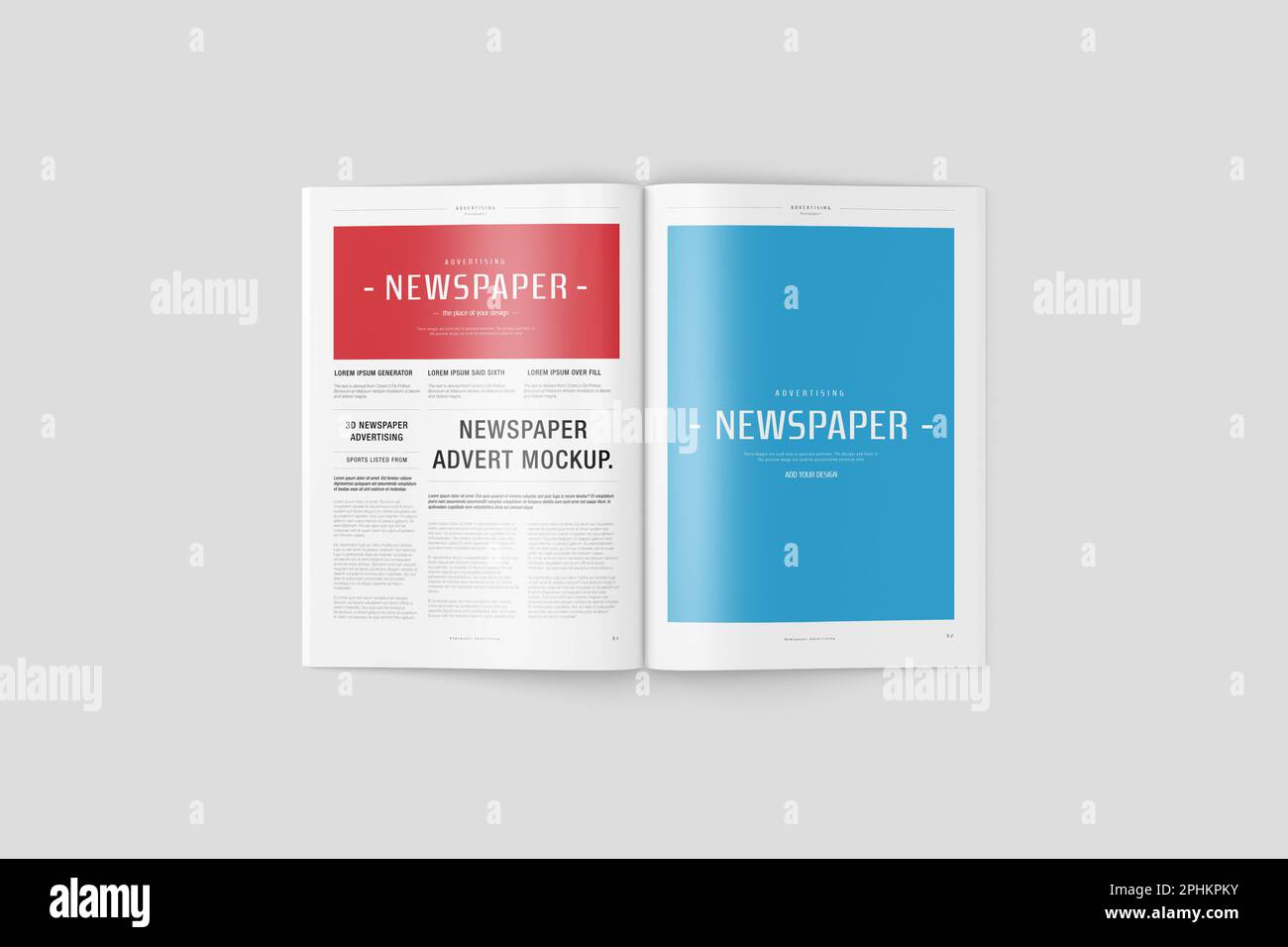 Newspaper Advertising Banner on Magazine, Brochure Mockup 3D Rendering ...