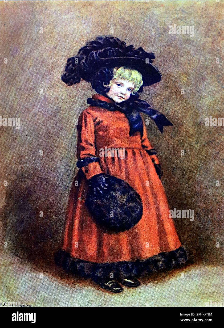 Winter, 1892, Greenaway illustration, girl, hat, from the book Kate ...