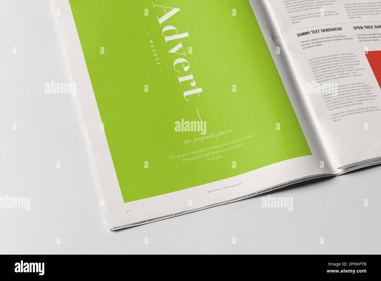 Newspaper Advertising Banner on Magazine, Brochure Mockup 3D Rendering ...
