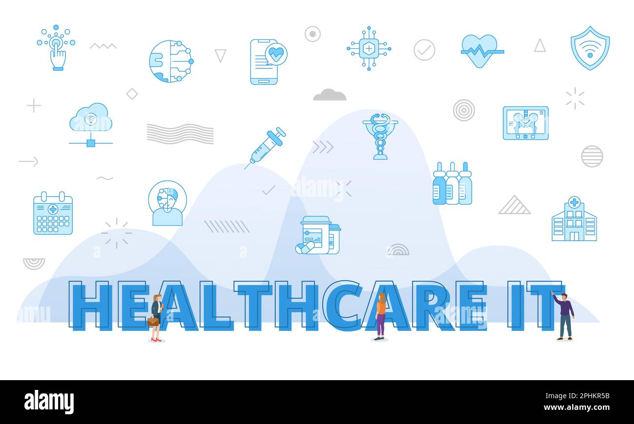 healthcare it technology information concept with big words and people ...