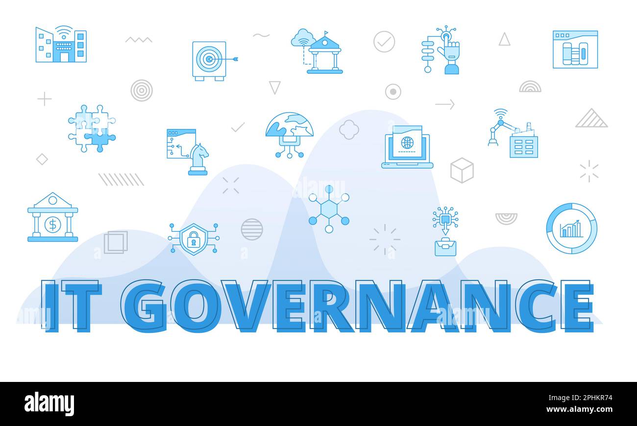 it governance technology concept with big words and people surrounded ...