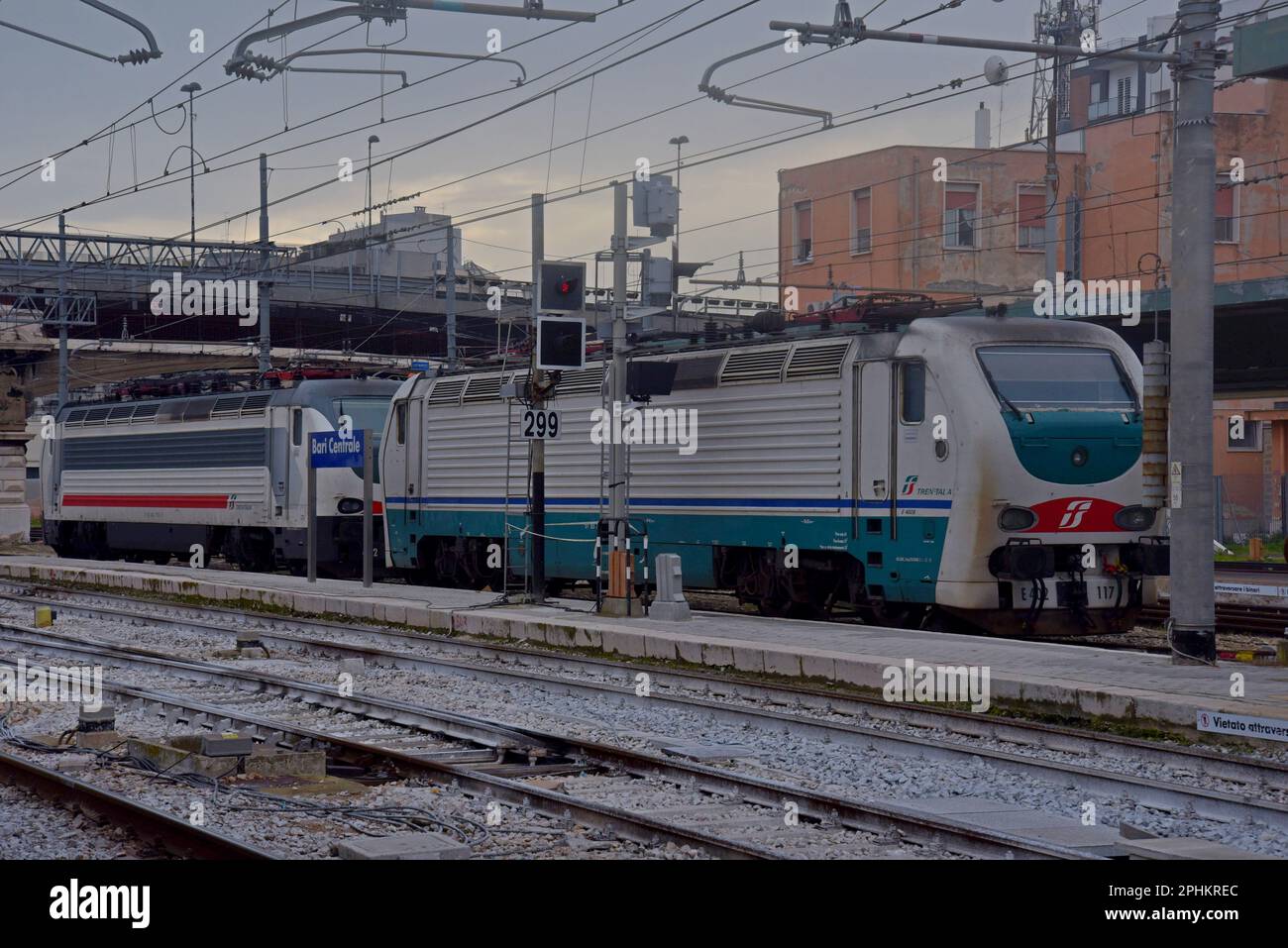 Trenitalia Class E.403 electric AnsaldoBreda locomotives at Bari ...