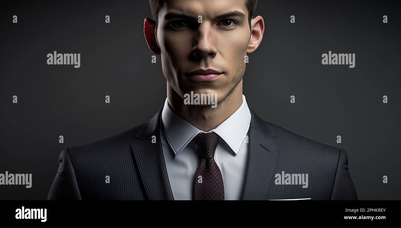 A male model is standing and posing wearing a plain black shirt and ...