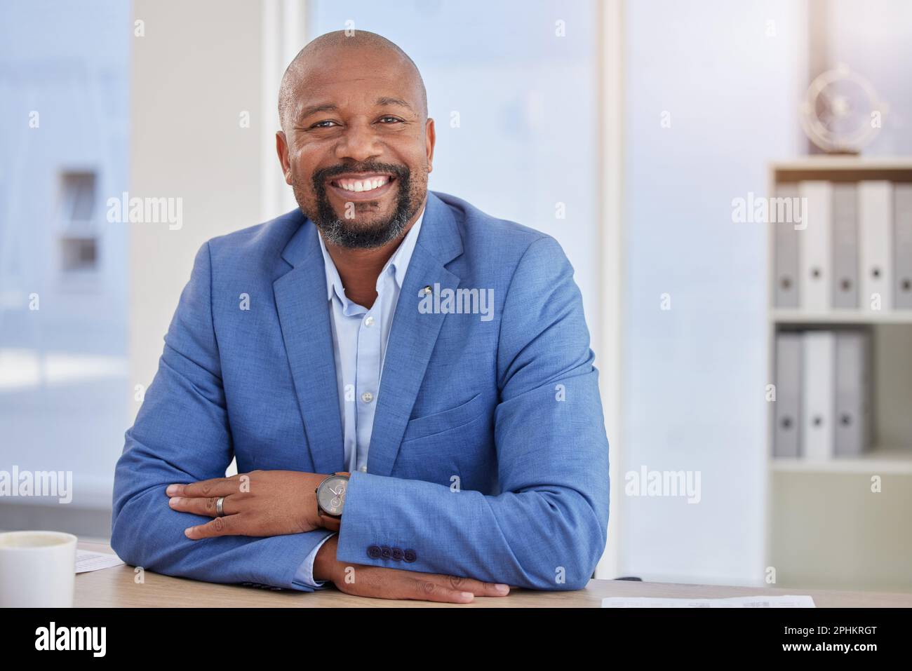 Happy black man, mature or portrait in finance office about us, company ...