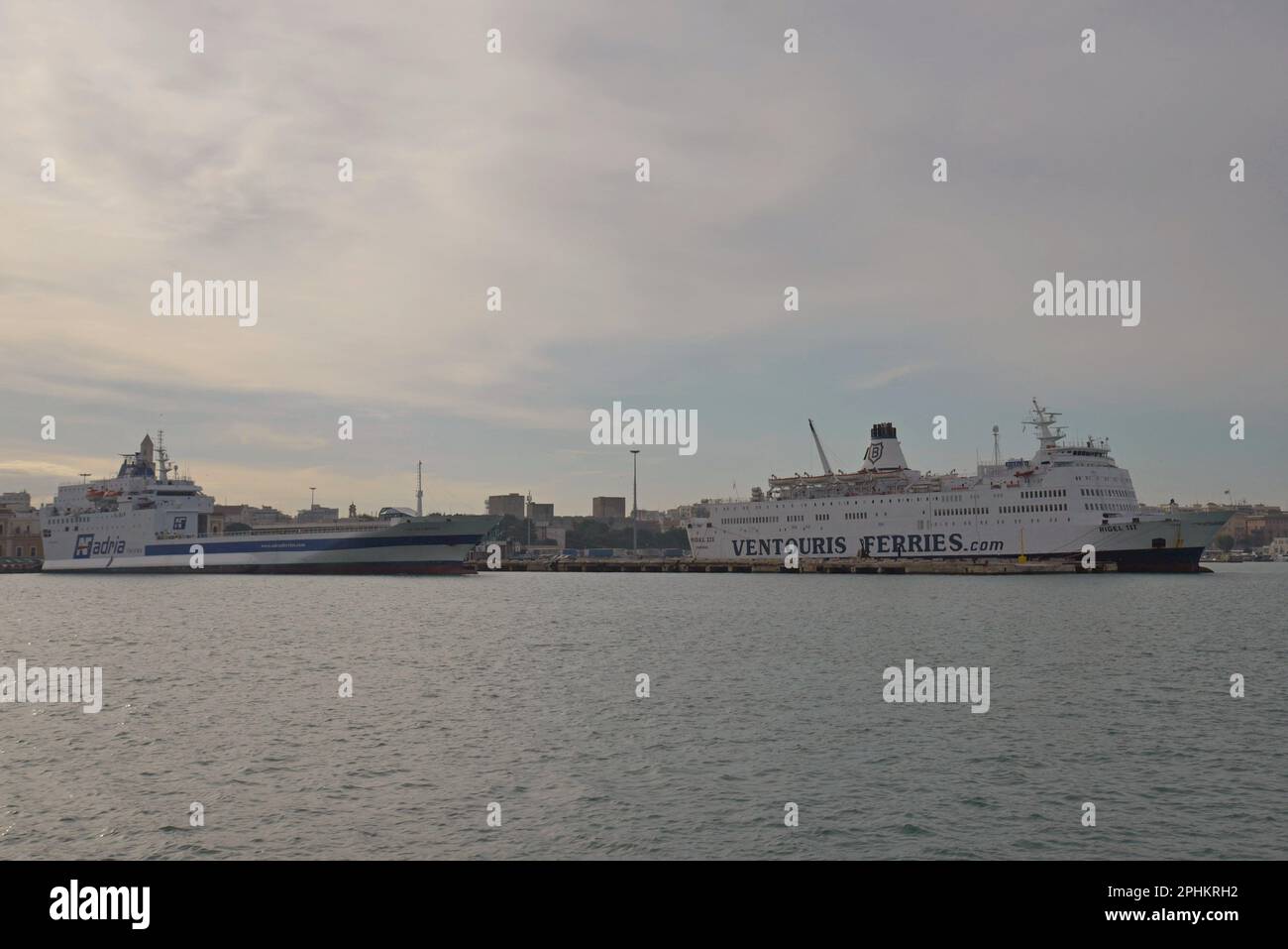 Ro Ro cargo & passenger ferries AF Marina and Rigel III docked at Bari ...