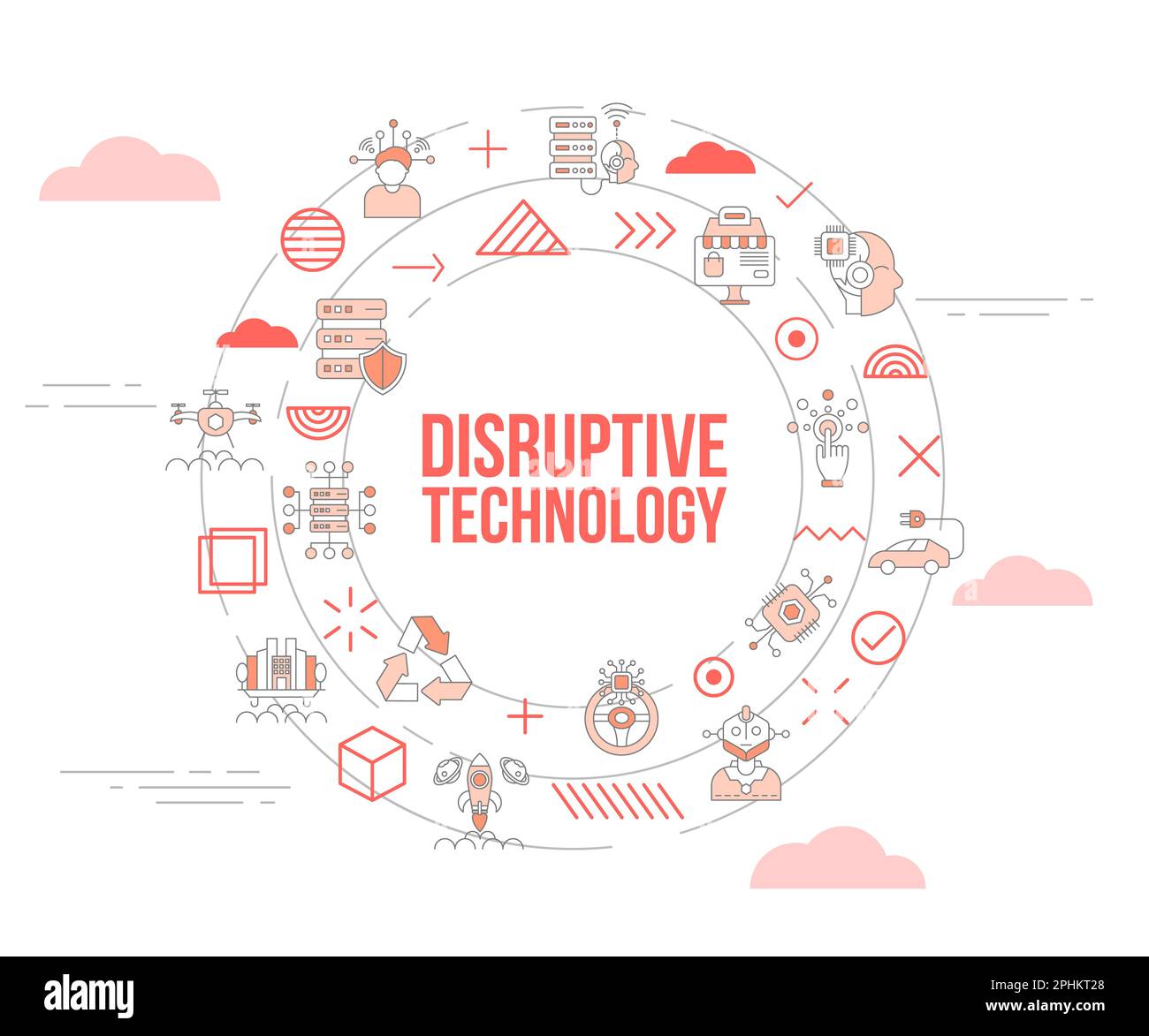 disruptive technology concept with icon set template banner and circle ...