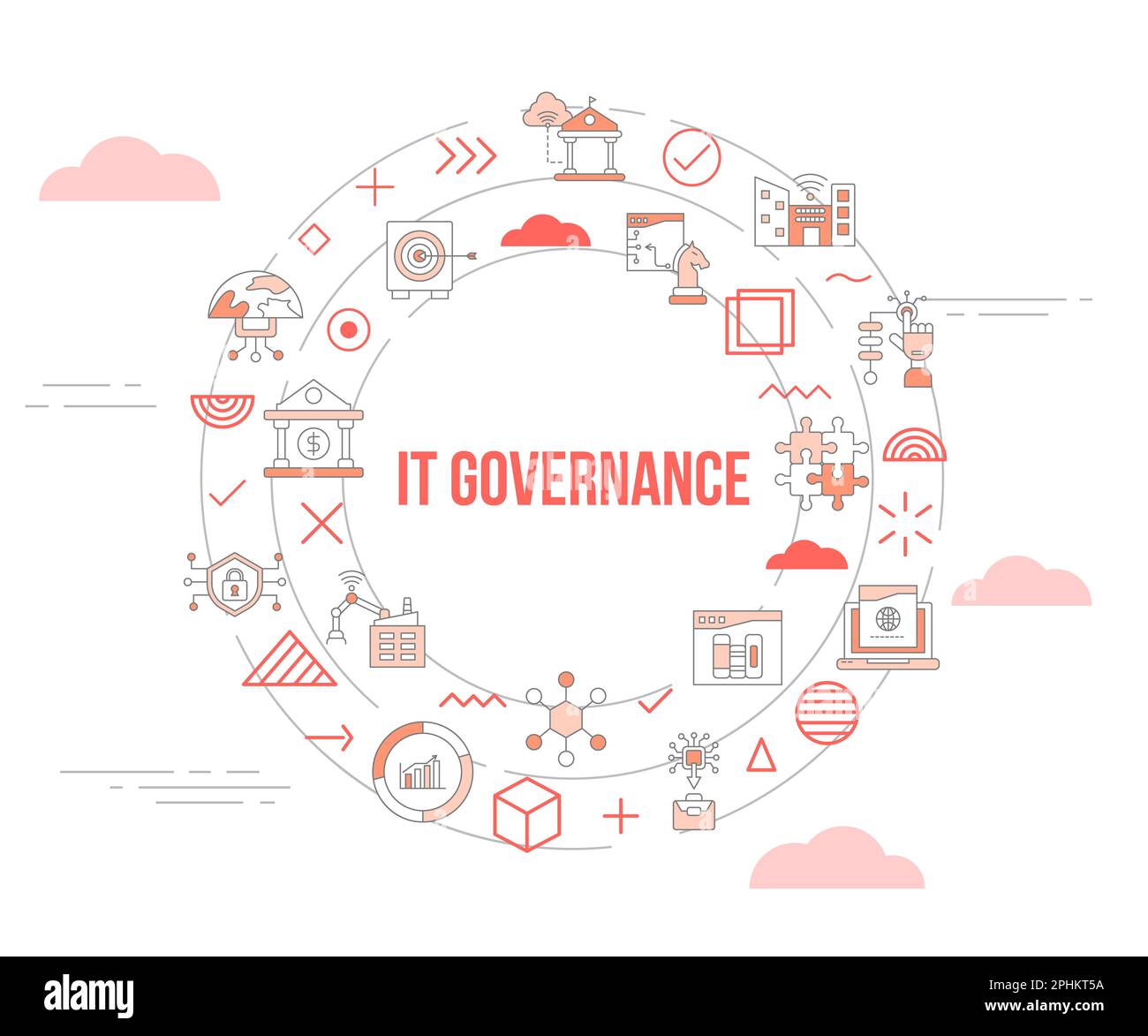 it governance technology concept with icon set template banner and circle round shape vector ...
