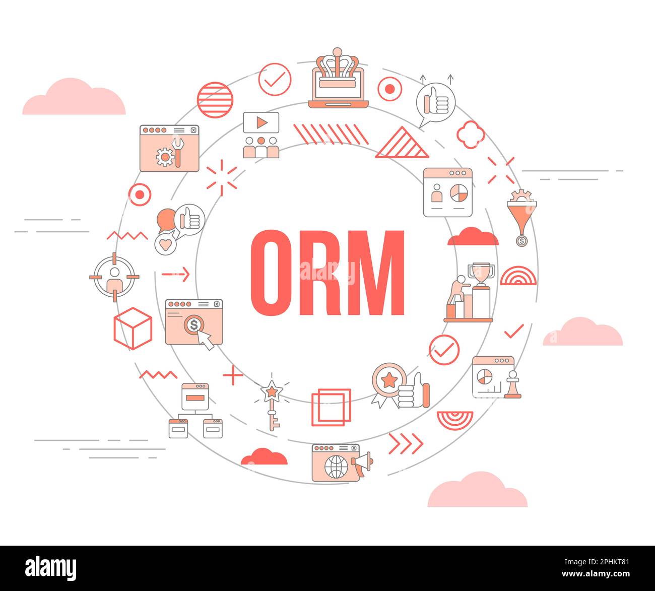 orm online reputation management concept with icon set template banner ...