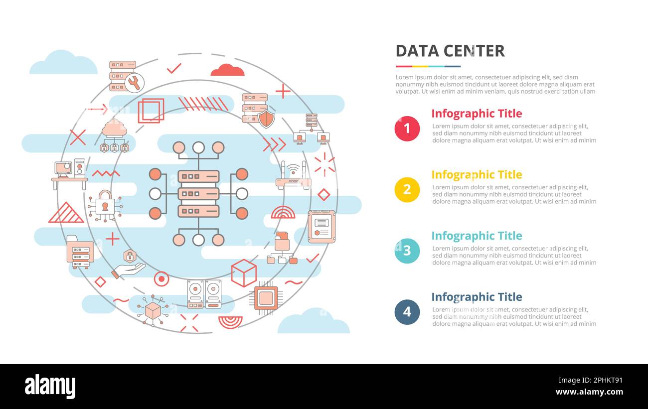 data center concept for infographic template banner with four point ...