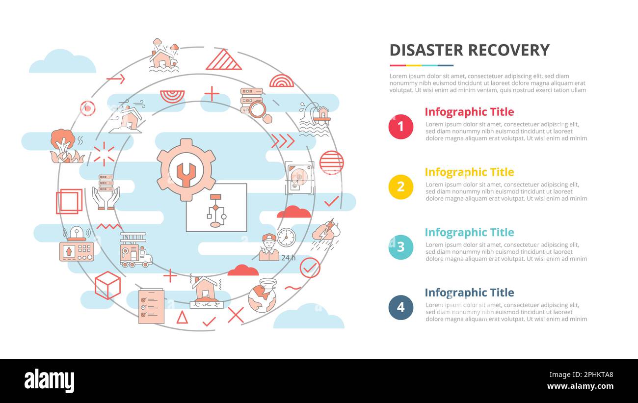 disaster recovery concept for infographic template banner with four ...