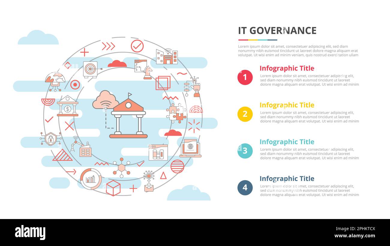 it governance technology concept for infographic template banner with four point list ...