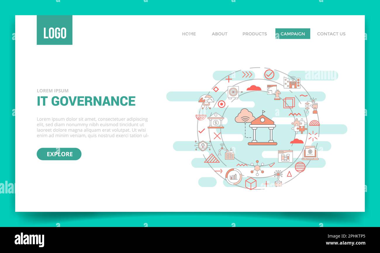 it governance technology concept with circle icon for website template ...