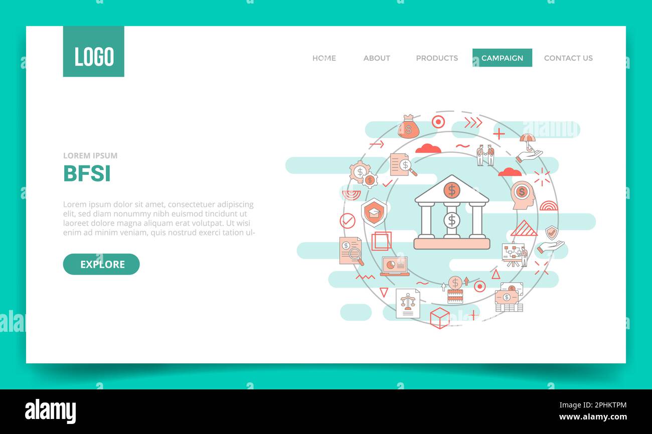 bfsi banking financial services and insurance concept with circle icon ...