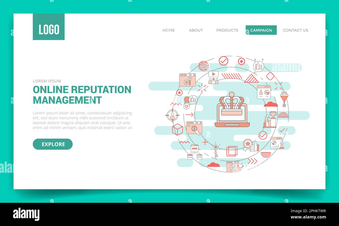 orm online reputation management concept with circle icon for website ...