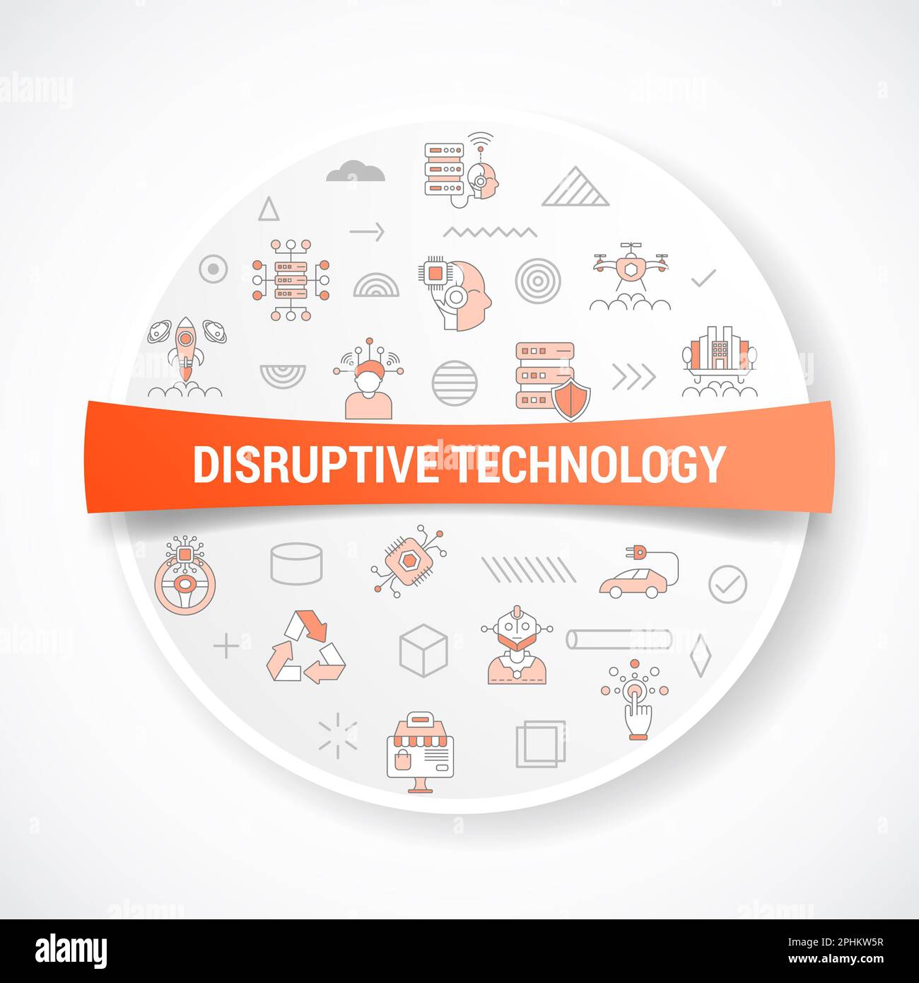 disruptive technology concept with icon concept with round or circle ...