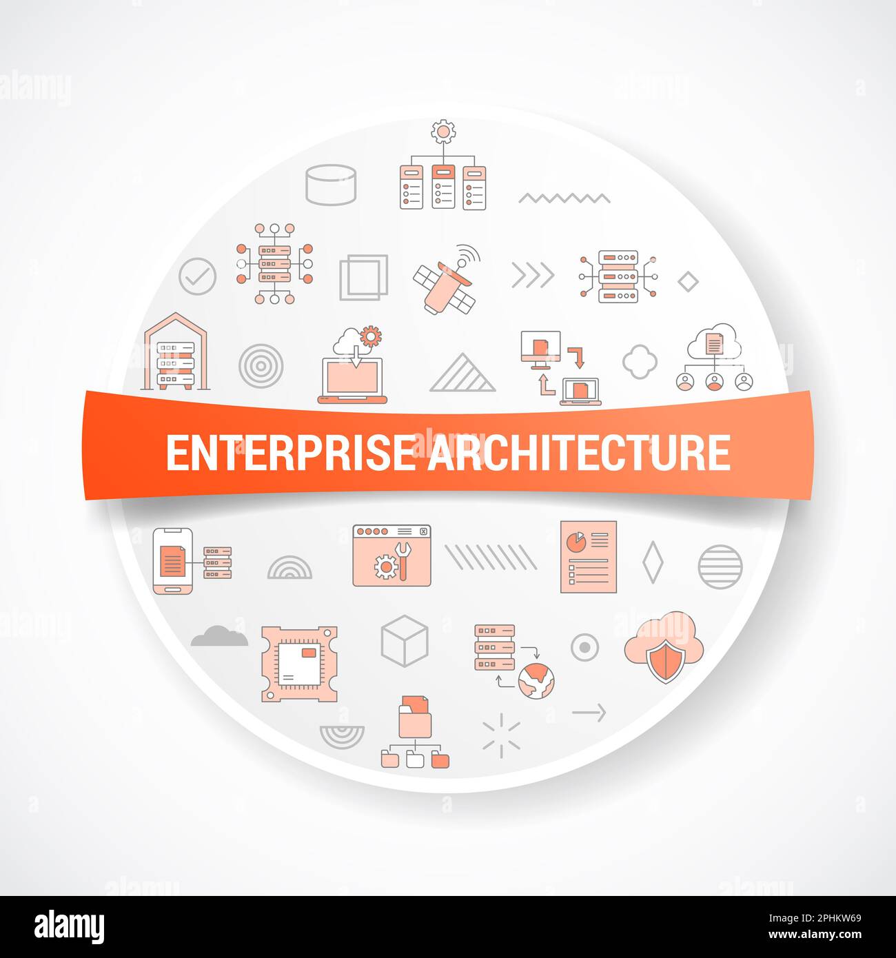 enterprise architecture concept with icon concept with round or circle ...
