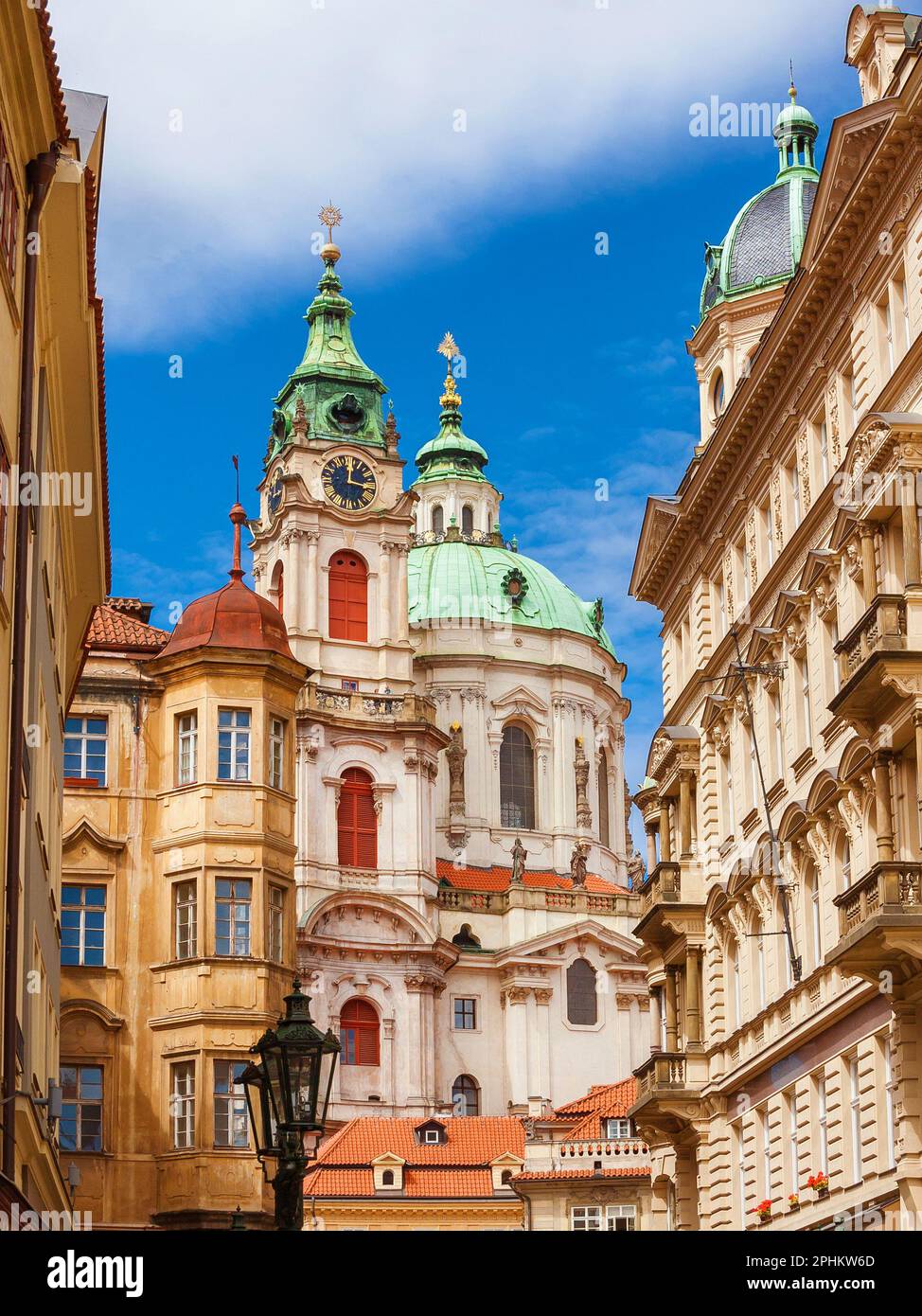 View of Prague historical center with Church of Saint Nicholas ...