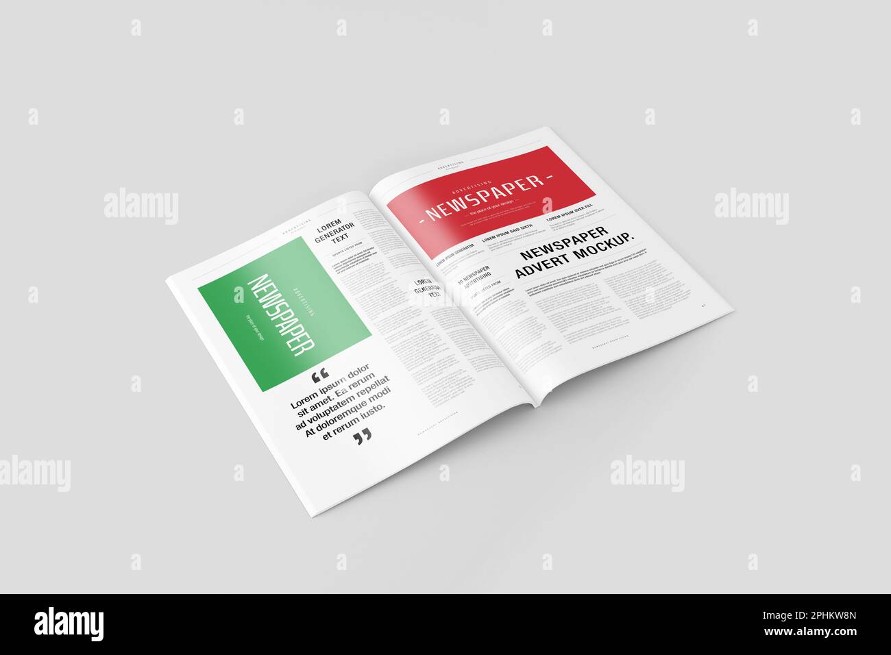 Newspaper Advertising Banner on Magazine, Brochure Mockup 3D Rendering ...
