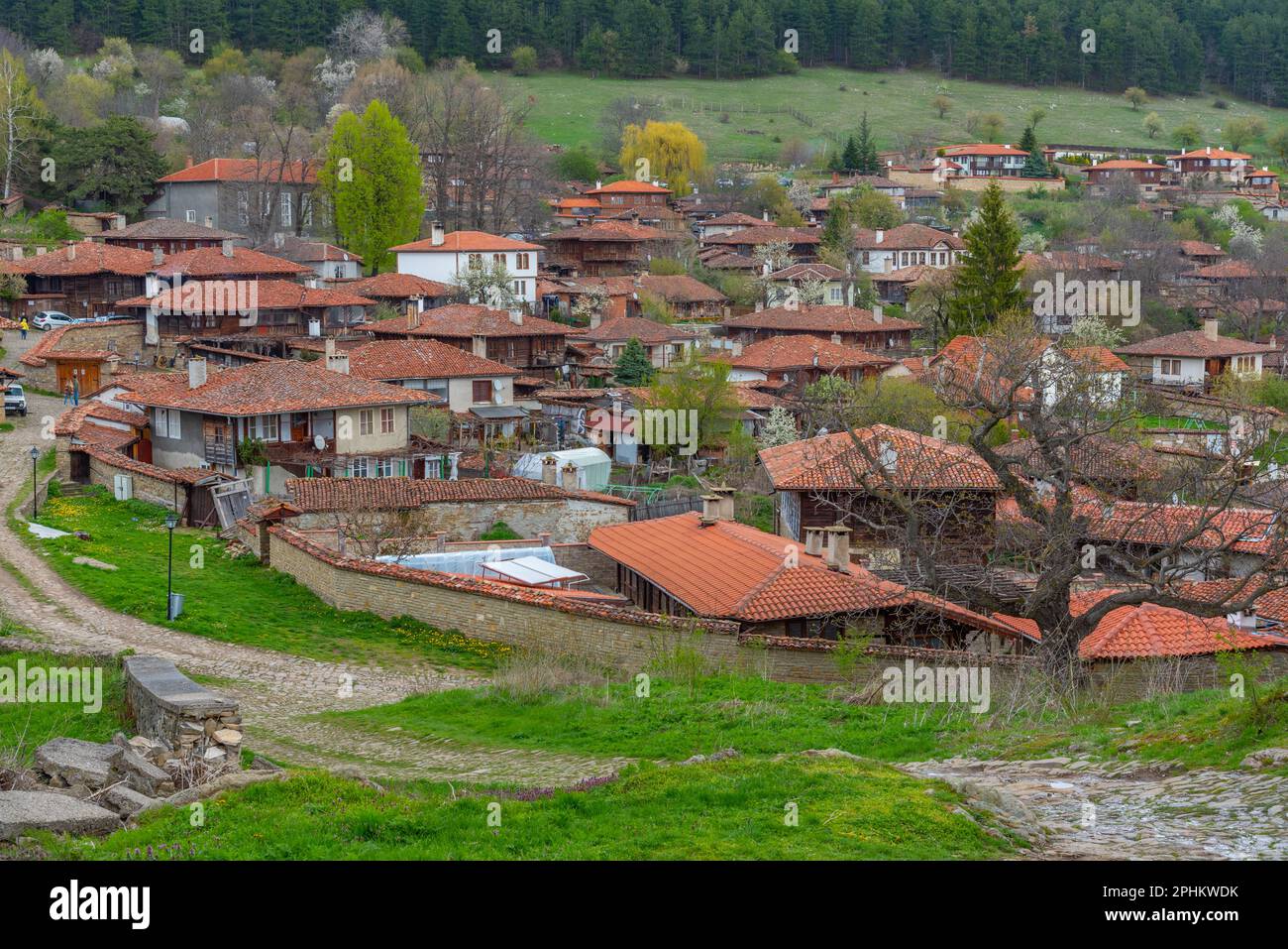 Traditional old houses in Bulgarian village Zheravna Stock Photo - Alamy