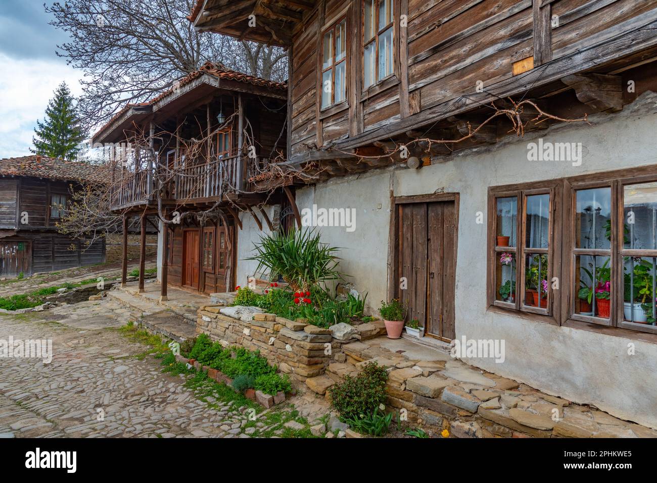 Traditional old houses in Bulgarian village Zheravna Stock Photo - Alamy