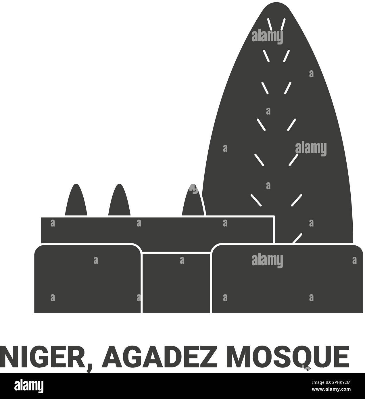 Niger, Agadez Mosque, travel landmark vector illustration Stock Vector ...