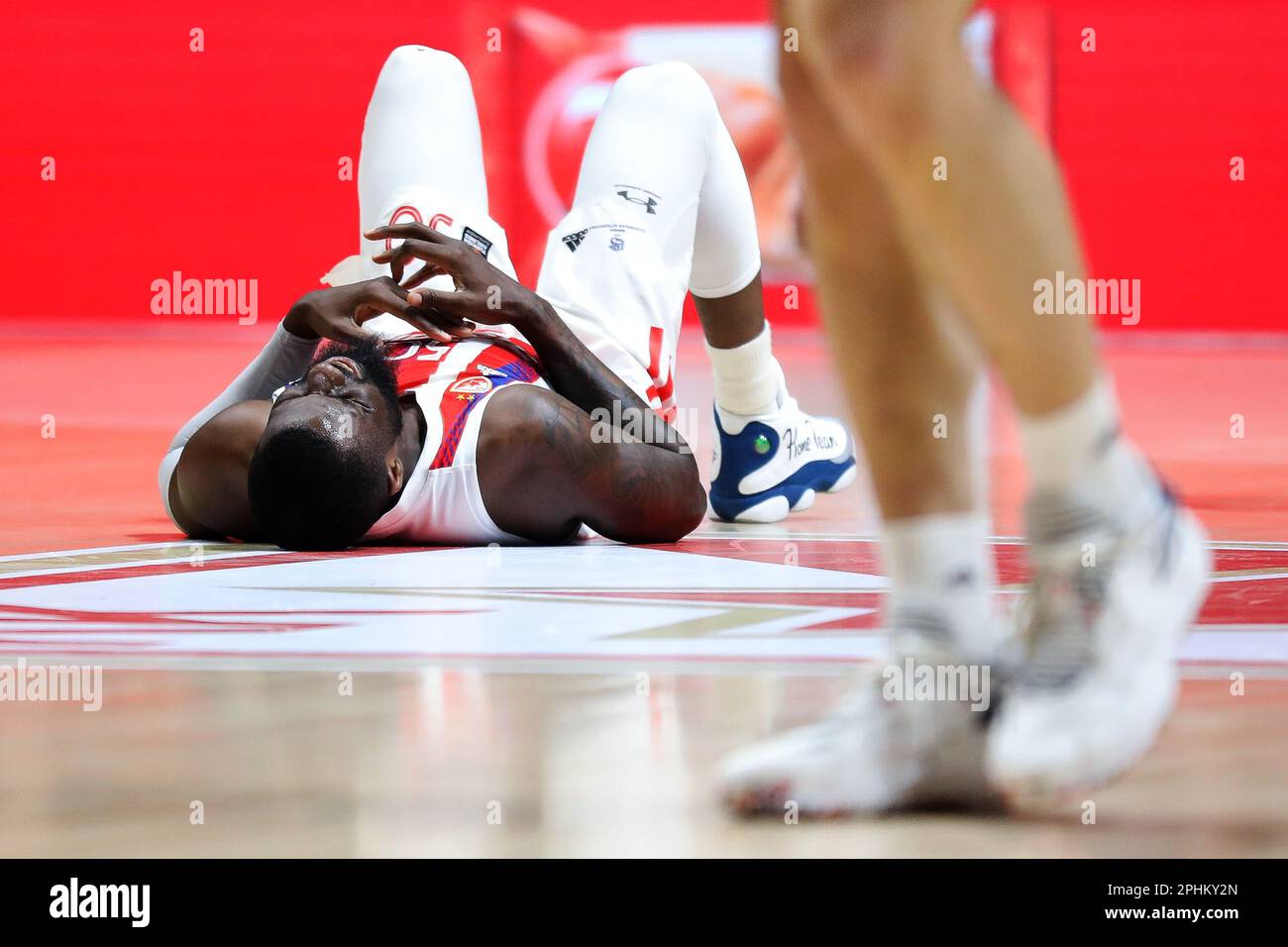Belgrade, Serbia, 23 March 2023. Benjamin Bentil of Crvena Zvezda mts ...