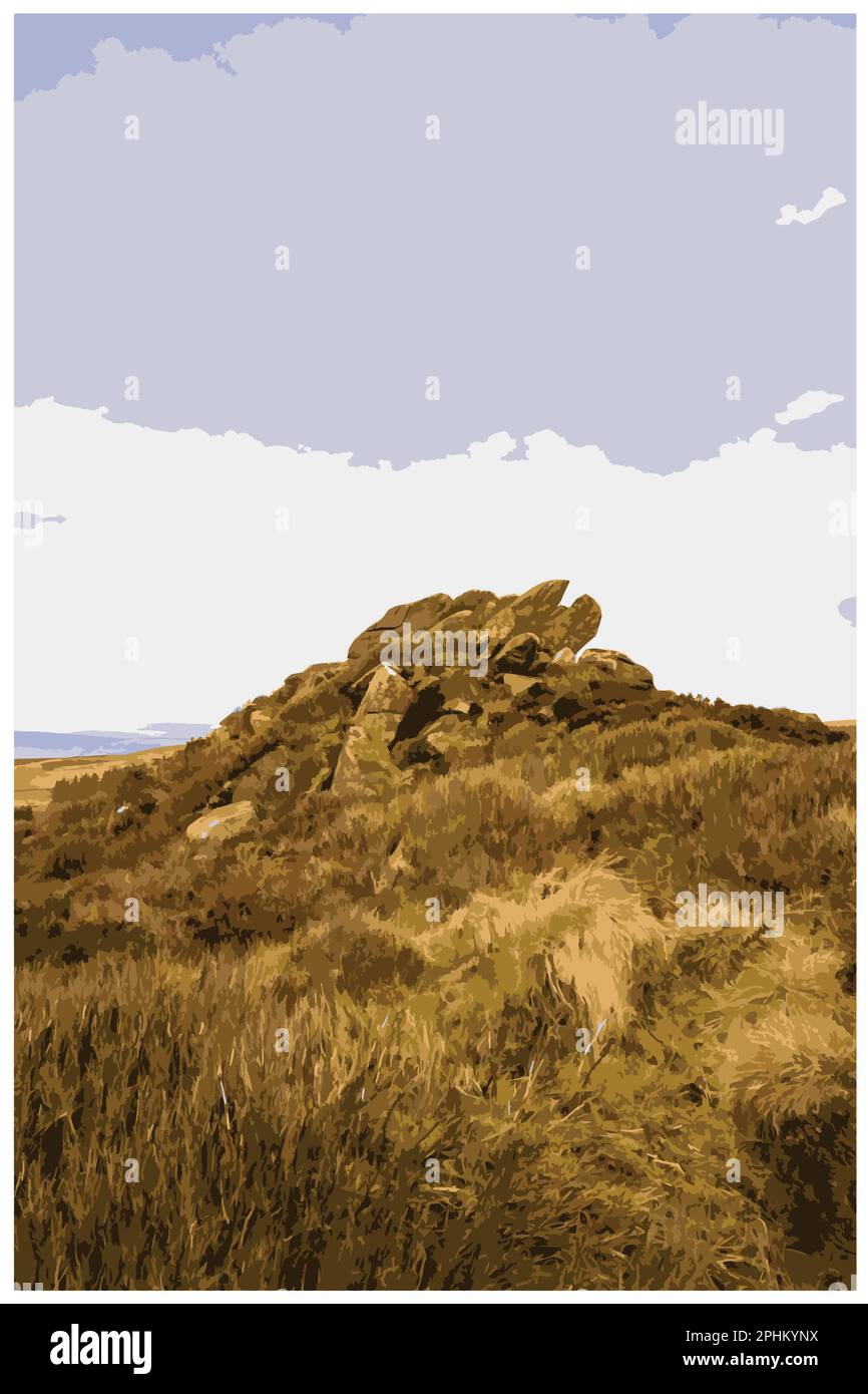 Nostalgic retro travel poster of the Peak District National Park ...