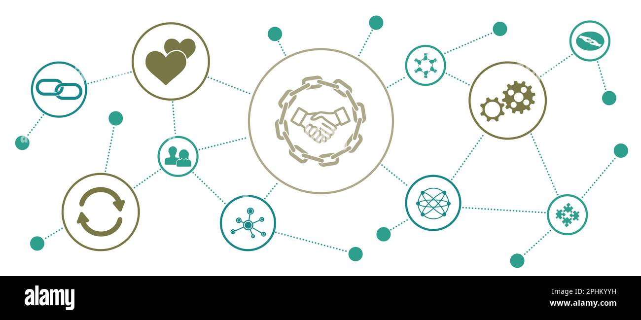 Concept of friendship with connected icons Stock Photo - Alamy